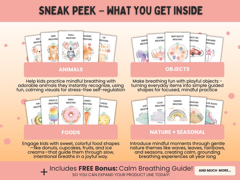 Mindfulness Breathing Exercises for Kids Canva PLR, Calm Down Visual ...