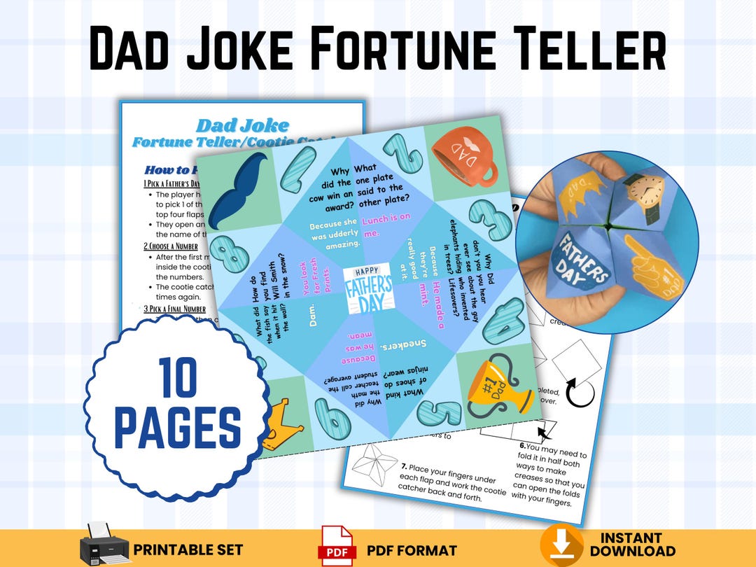 Dad Jokes Fortune Teller, Father's Day Craft Activity, DIY Cootie ...