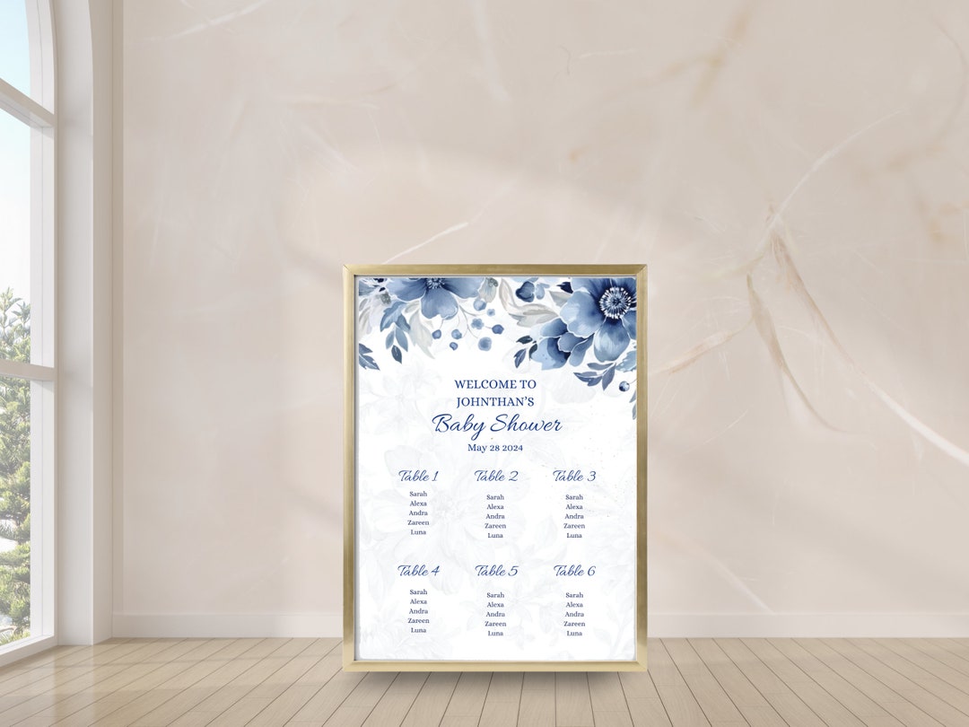 Baby Shower Seating Chart Template, Printable Floral Baby Shower ...