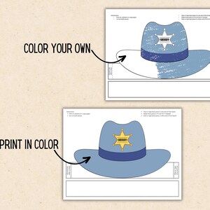 Sheriff Hat Paper Crown, Coloring Page Craft Printable Kids Paper Craft ...