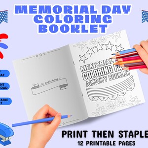 Memorial Day Activity Booklet for Kids, Printable Memorial Day Coloring ...