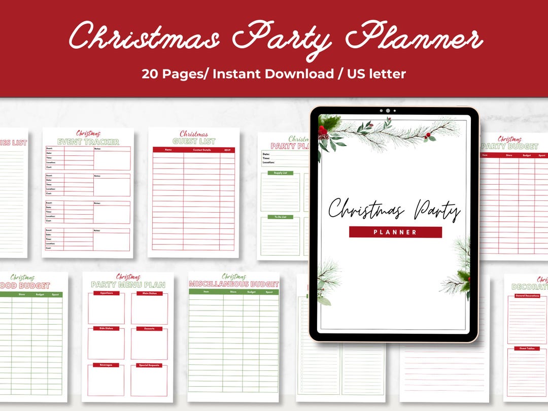 Christmas Party Planner Printable, Christmas Guest List, Party to Do ...