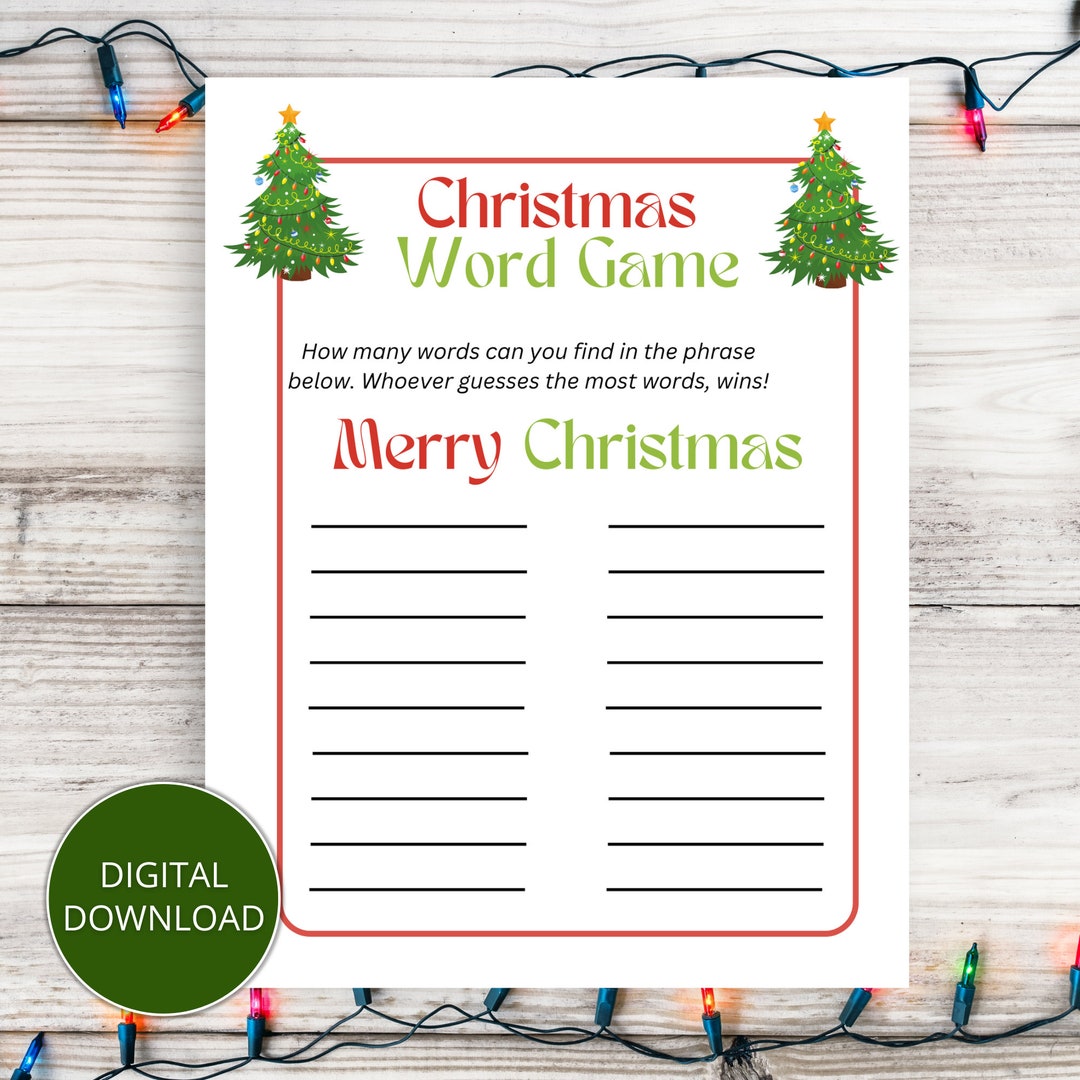 Printable Christmas Word Game, Christmas Party Game, Office Party Game ...