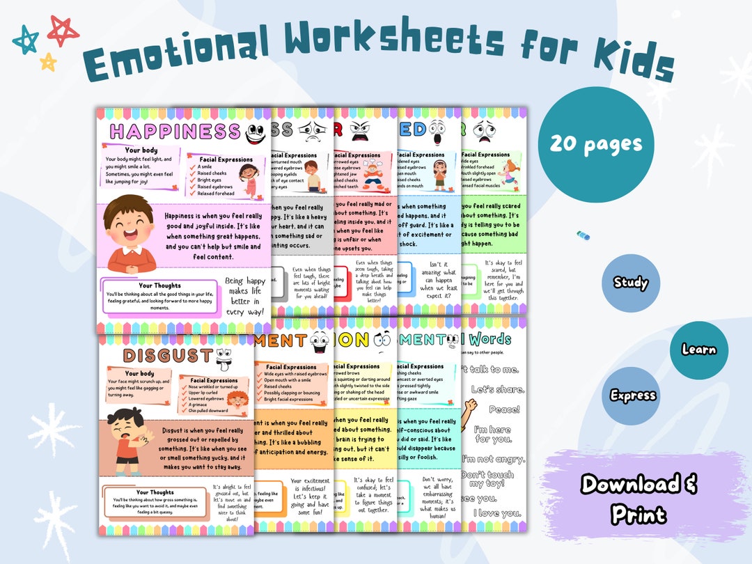 Emotions and Feelings Worksheets for Older Kids, Social Emotional ...