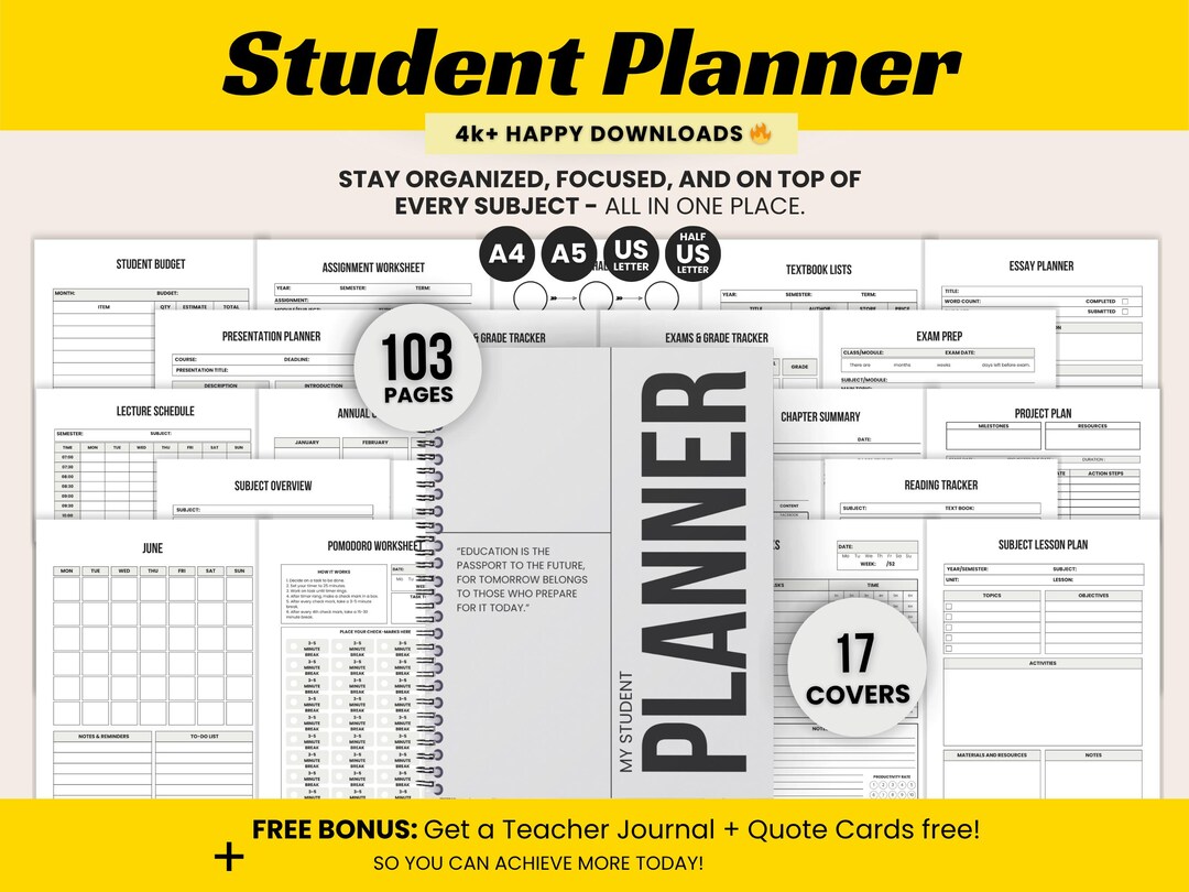 Ultimate Student Planner Bundle, College Academic Organizer (printable ...