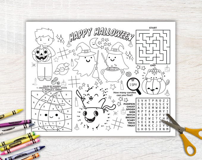 Printable Halloween Activity Sheet With Games for Kids - Etsy Canada