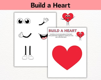 Valentine Heart Craft Printable, Preschool Cut and Paste Activity - Etsy