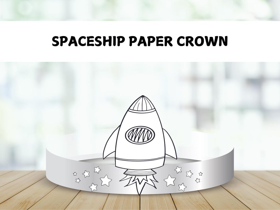 Spaceship Paper Crown Template, Printable Paper Crown, Space Coloring ...