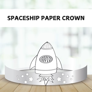 Spaceship Paper Crown Template, Printable Paper Crown, Space Coloring ...