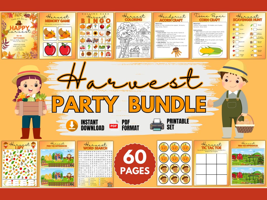Harvest Party Printable Bundle, Harvest Kids Crafts, Harvest Party ...