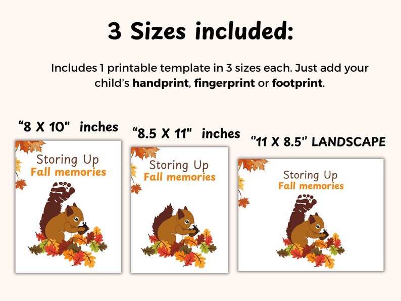 Fall Footprint Art, Squirrel Handprint Craft, Printable Autumn Craft ...