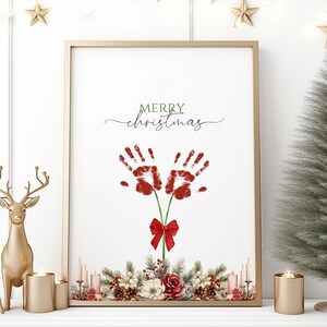 Merry Christmas Handprint Art Set, Handprint Craft Template, Printable ...