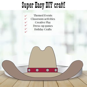 Cowboy Hat Paper Crown, Coloring Craft for Kids, Cowgirl & Cowboy ...