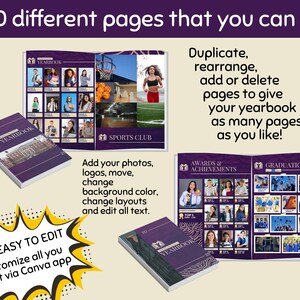 High School Yearbook Template, Editable Senior Memory Book, School ...