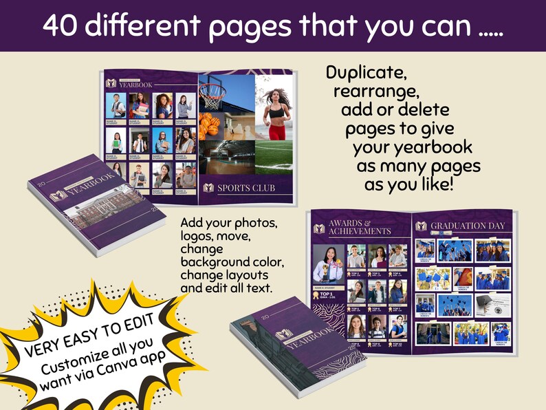 High School Yearbook Template, Editable Senior Class of 2025 Yearbook ...