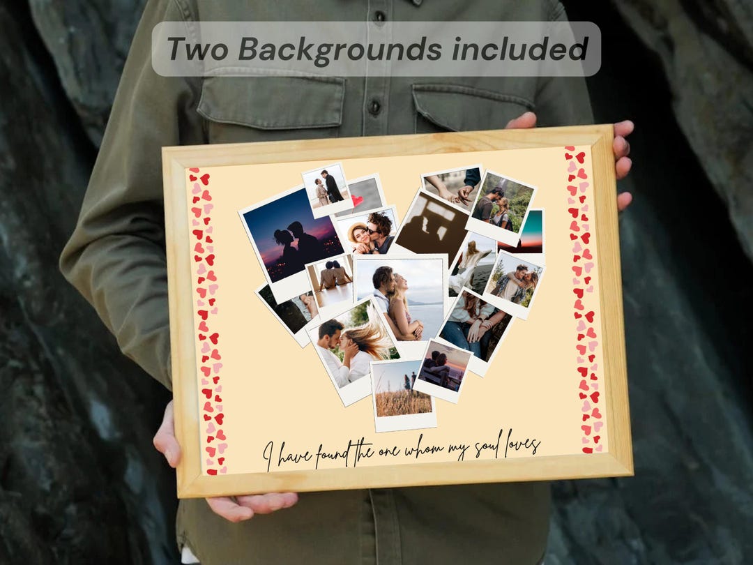 Heart Photo Collage Template, Love Shape Personalized Valentine's Day ...