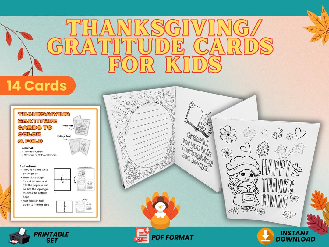 Thanksgiving Gratitude Cards for Kids, Holiday Table Cards ...