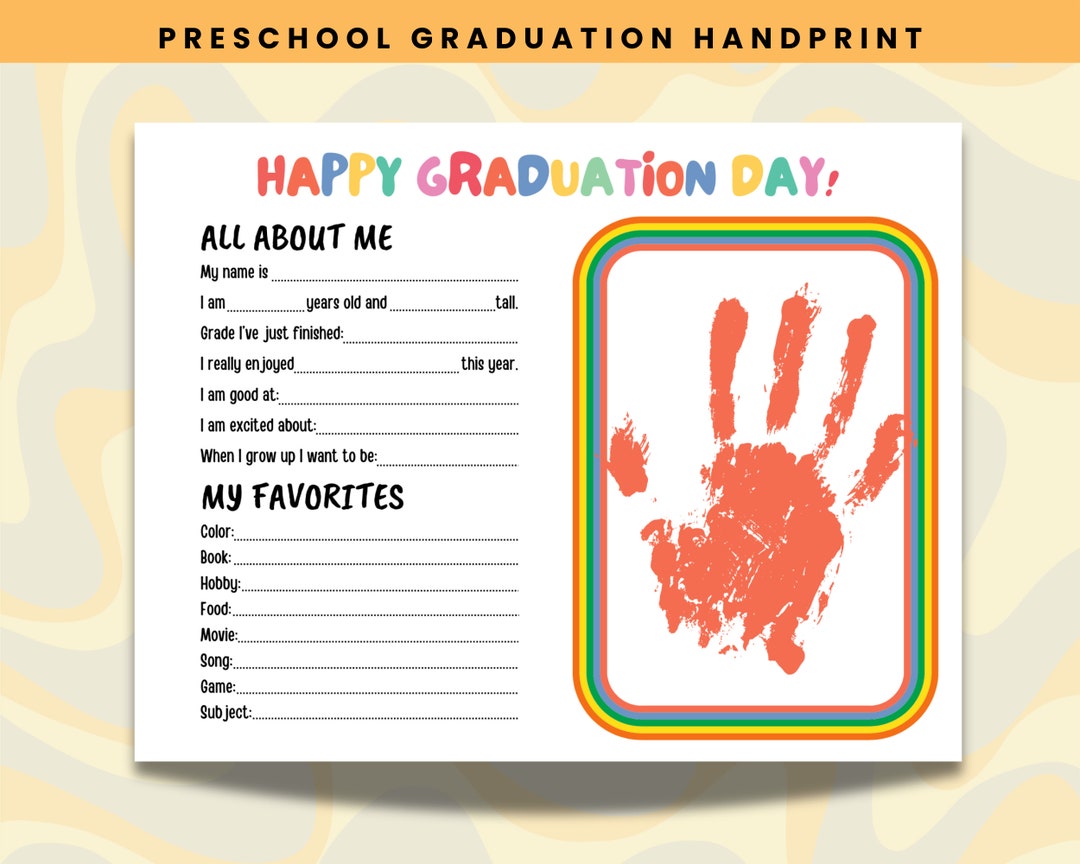 Last Day of School Handprint Art Craft, Kindergarten Preschool ...