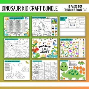 Dinosaur Kid Craft Bundle, Dino Coloring Craft, Dinosaur Paper Crown ...