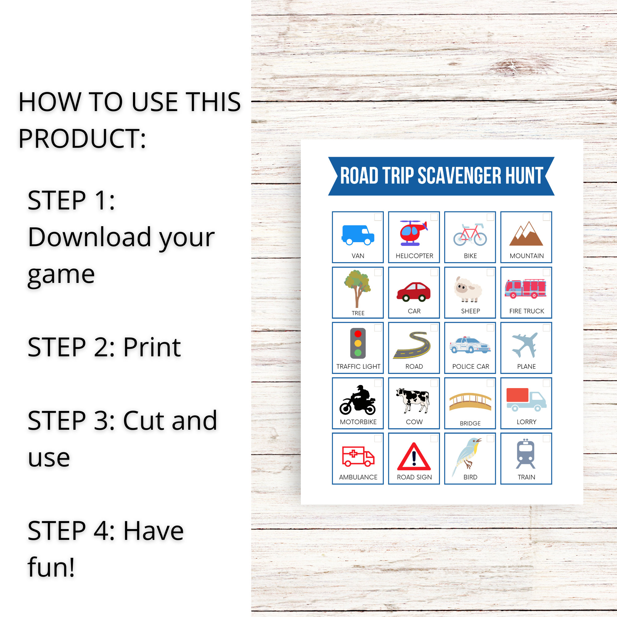 Road Trip Scavenger Hunt Game, Printable Car Game, Car Ride Activity ...