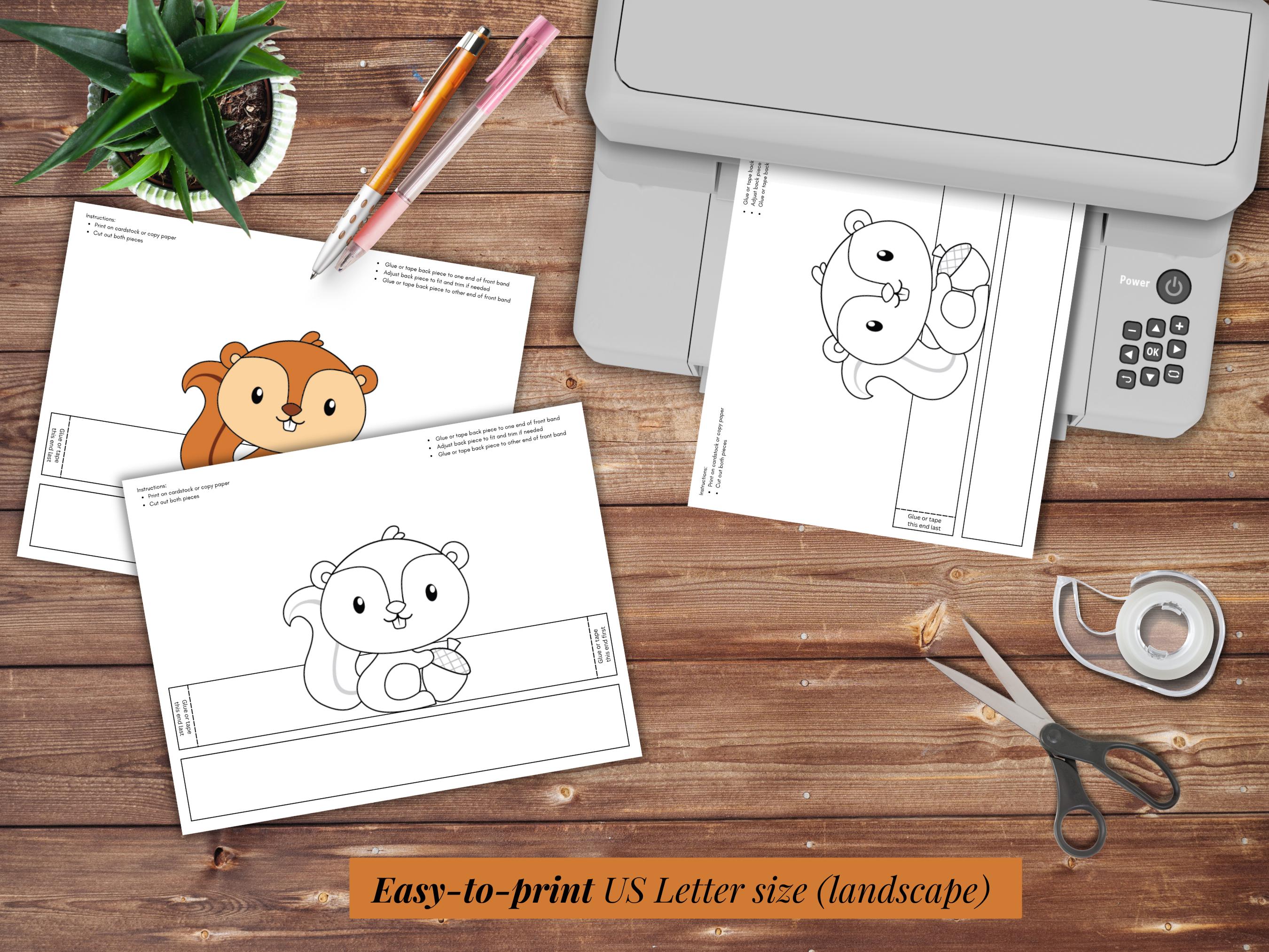 Squirrel Paper Crown Template, Fall Printable Coloring Craft, Kids ...