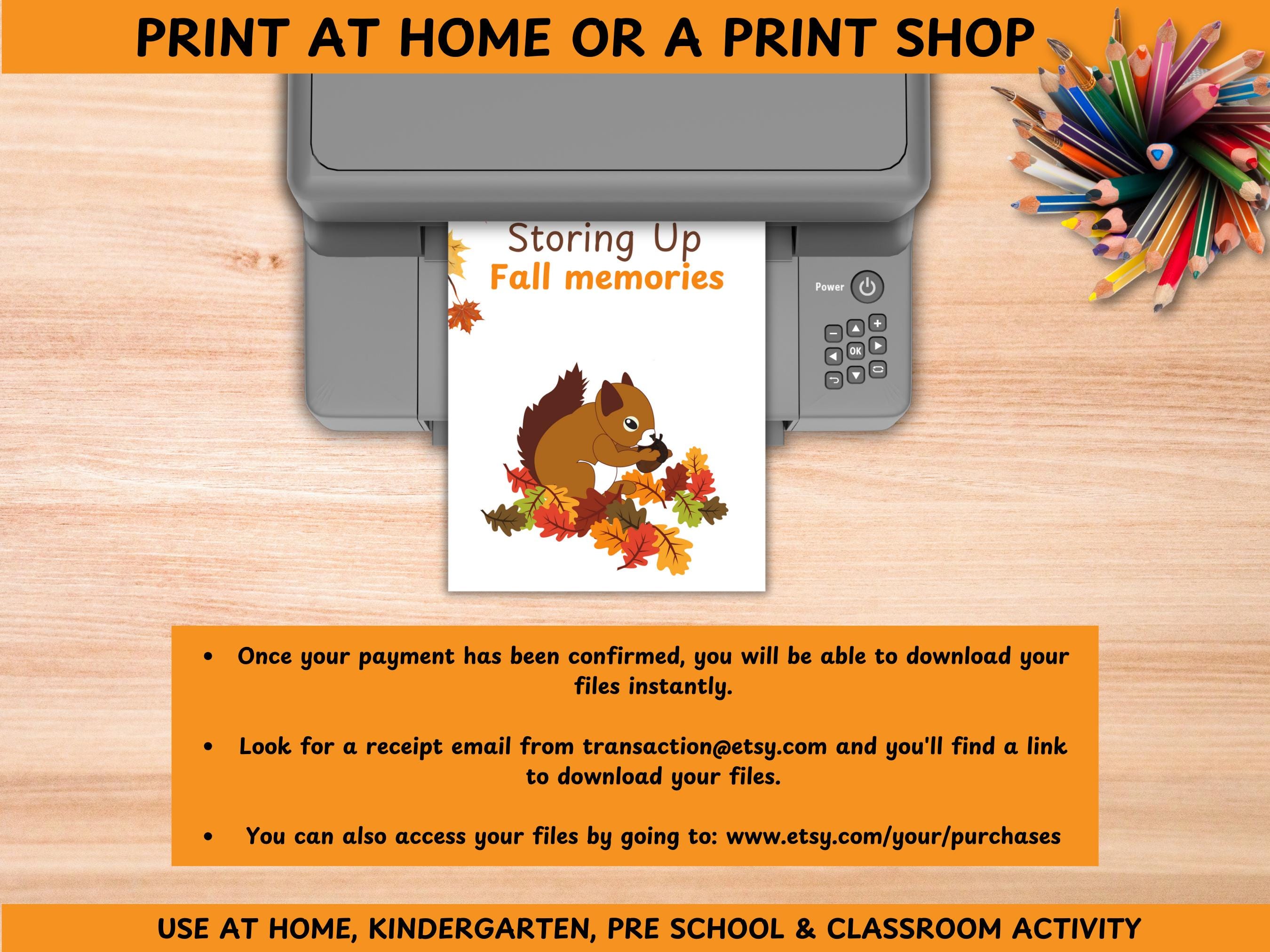 Fall Footprint Art, Squirrel Handprint Craft, Printable Autumn Craft ...