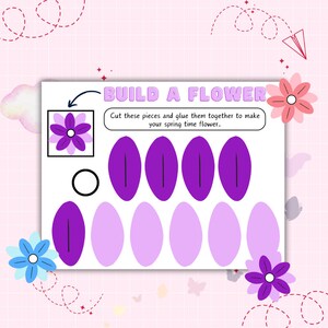 Spring Cut & Glue Activity, Build a Flower Cut and Glue Craft ...