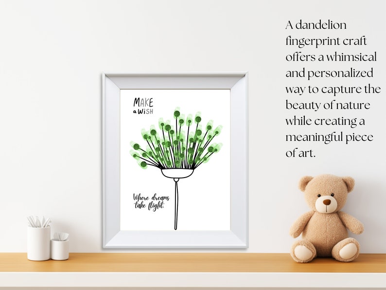 Fingerprint Dandelion Art Craft, Wishes Handprint Craft, Keepsake DIY ...