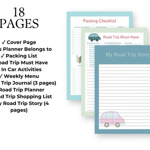 Road Trip Planner Printable, Packing Checklist, Journey Planner ...