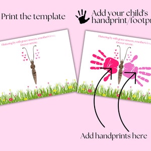 Mother's Day Handprint Art Craft, Butterfly Handprint Craft Baby Kid ...