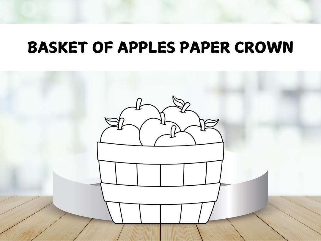 Basket of Apples Paper Crown, Thanksgiving Autumn Fall Party Coloring ...