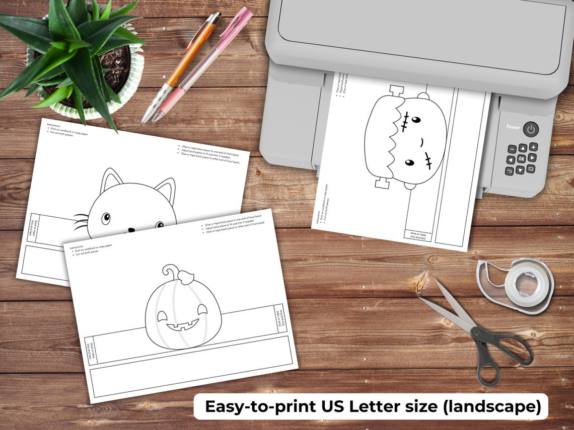 Halloween Paper Crowns Printable, Halloween Party Hats, Kids Halloween ...