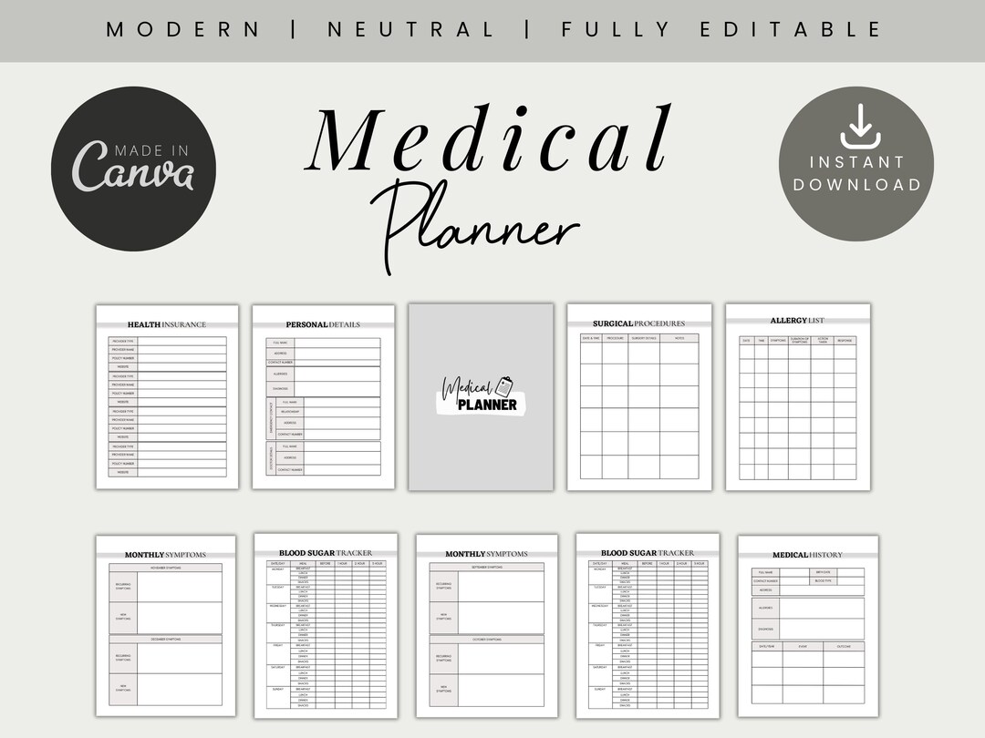 Editable Medical Planner Template, Healthcare Planner, Medication ...