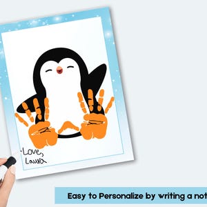 Penguin Handprint Art Craft, Printable Winter Handprint Craft Template ...