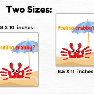 Summer Crab Handprint Art Craft for Toddlers, Crab Handprint Printable ...