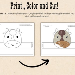Cow Paper Hat Crown Craft, Cow Coloring Craft Paper Crown Template ...