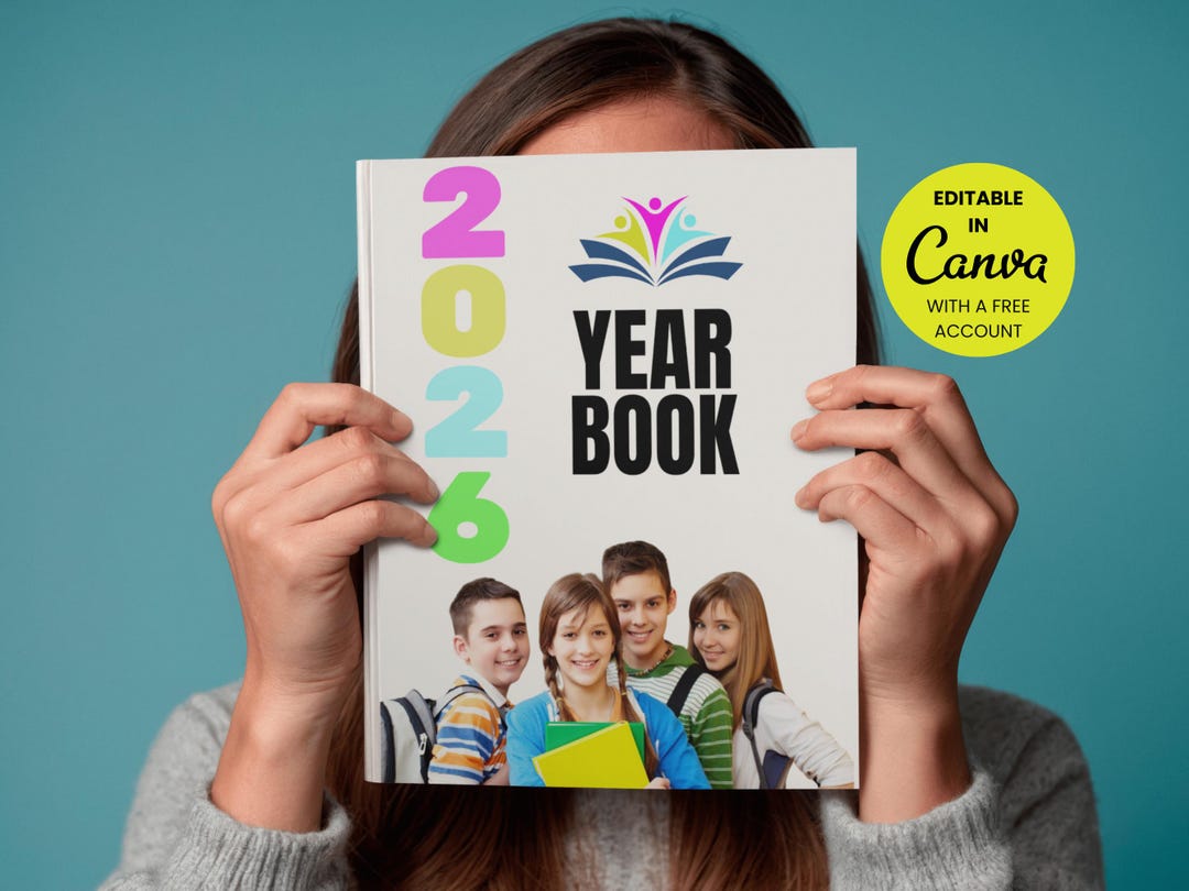 Editable Class of 2026 Senior Yearbook Template for High School, Canva ...