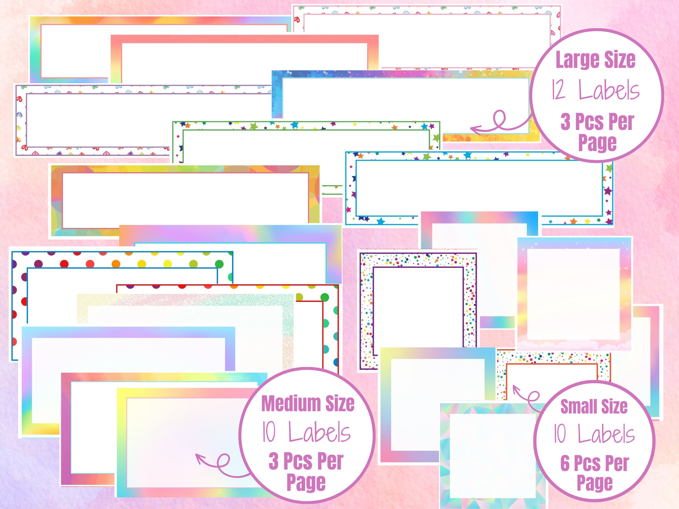 Rainbow Blank Editable Labels, Classroom Labels, Canva Template ...