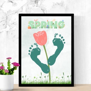 Spring Footprint Art Craft, Memory Baby Art Keepsakes, Preschool ...
