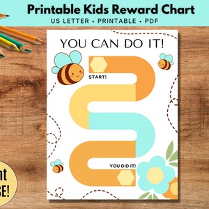 Printable Kids Reward Chart, Toddler Reward Chart, Bees Flowers Reward ...
