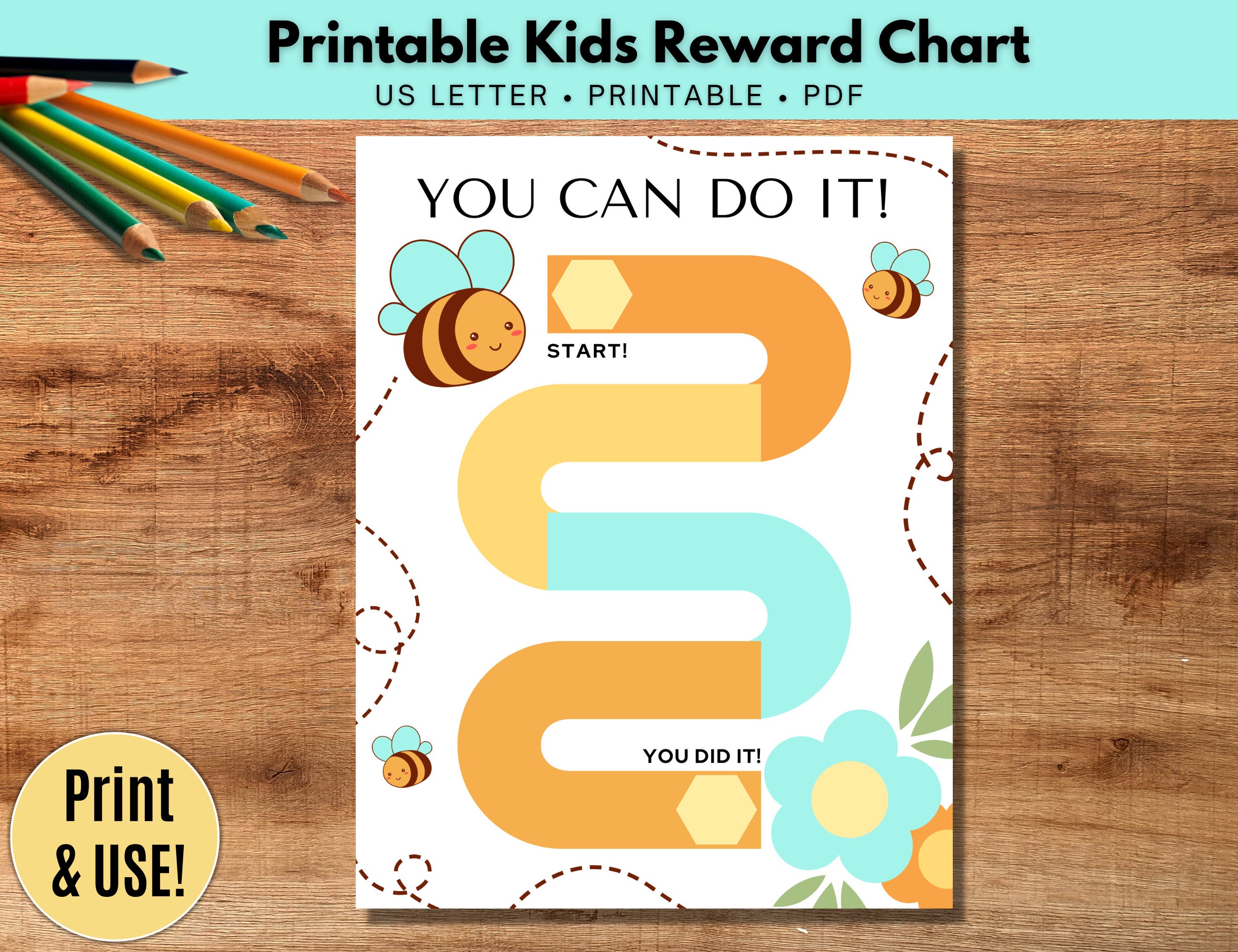 Printable Kids Reward Chart Toddler Reward Chart Bees - Etsy