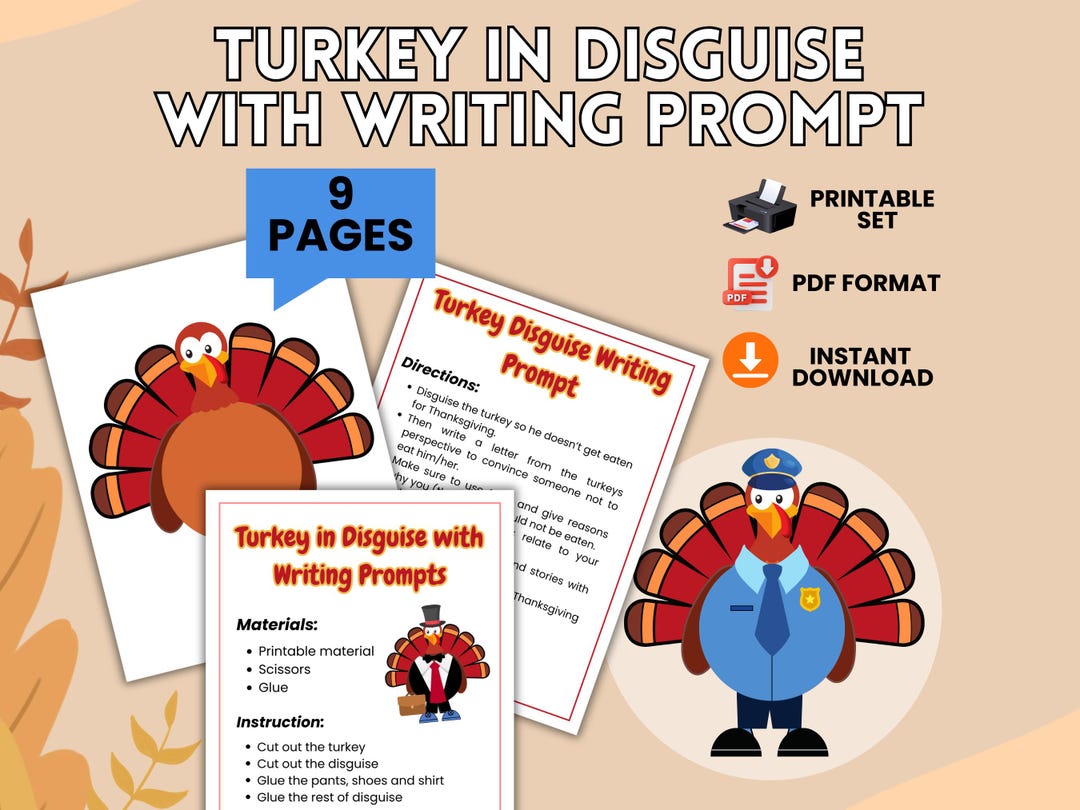 Disguise a Turkey Craft, Thanksgiving Bulletin Board, November Writing ...