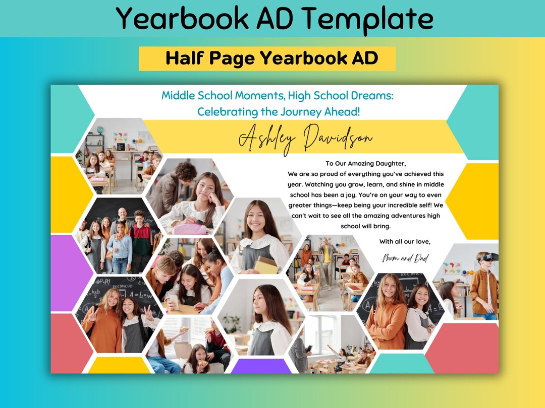 HALF PAGE Middle School Yearbook Ad, Middle School Graduation ...