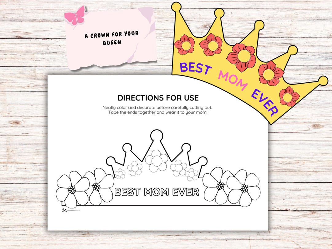 Mother's Day Paper Crown Template, Best Mom Ever Paper Crown, Mom ...