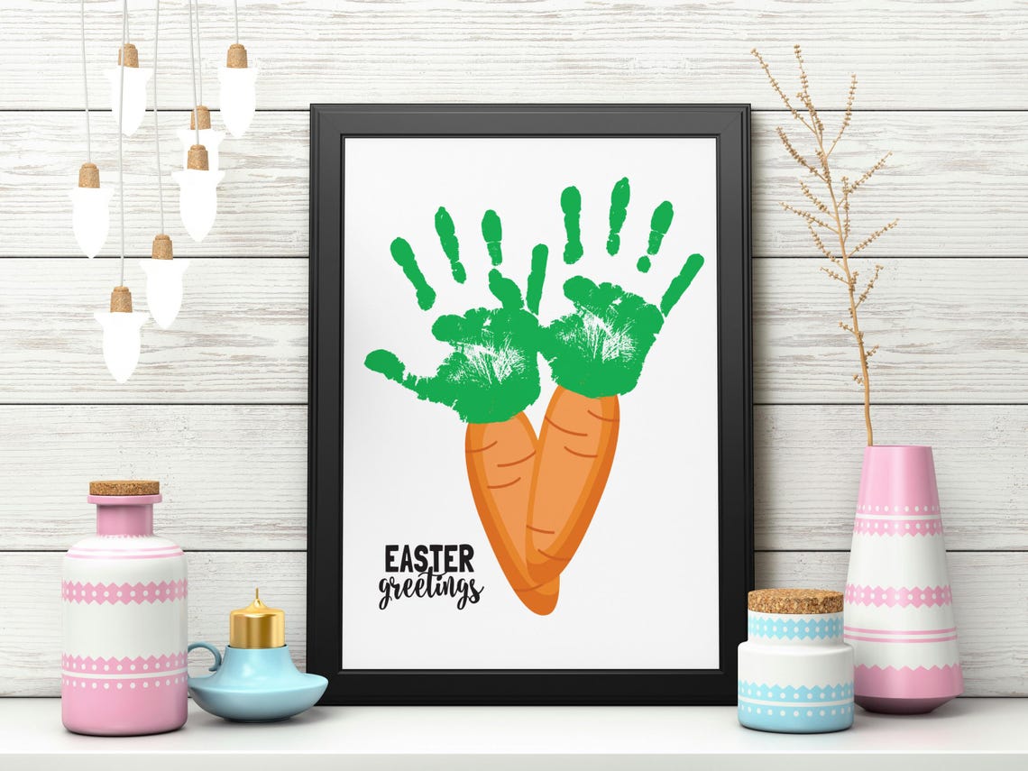 Easter Carrot Handprint Art, Handprint Craft, Easter Greetings, Baby ...