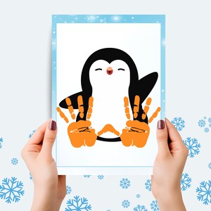 Penguin Handprint Art Craft, Printable Winter Handprint Craft Template ...