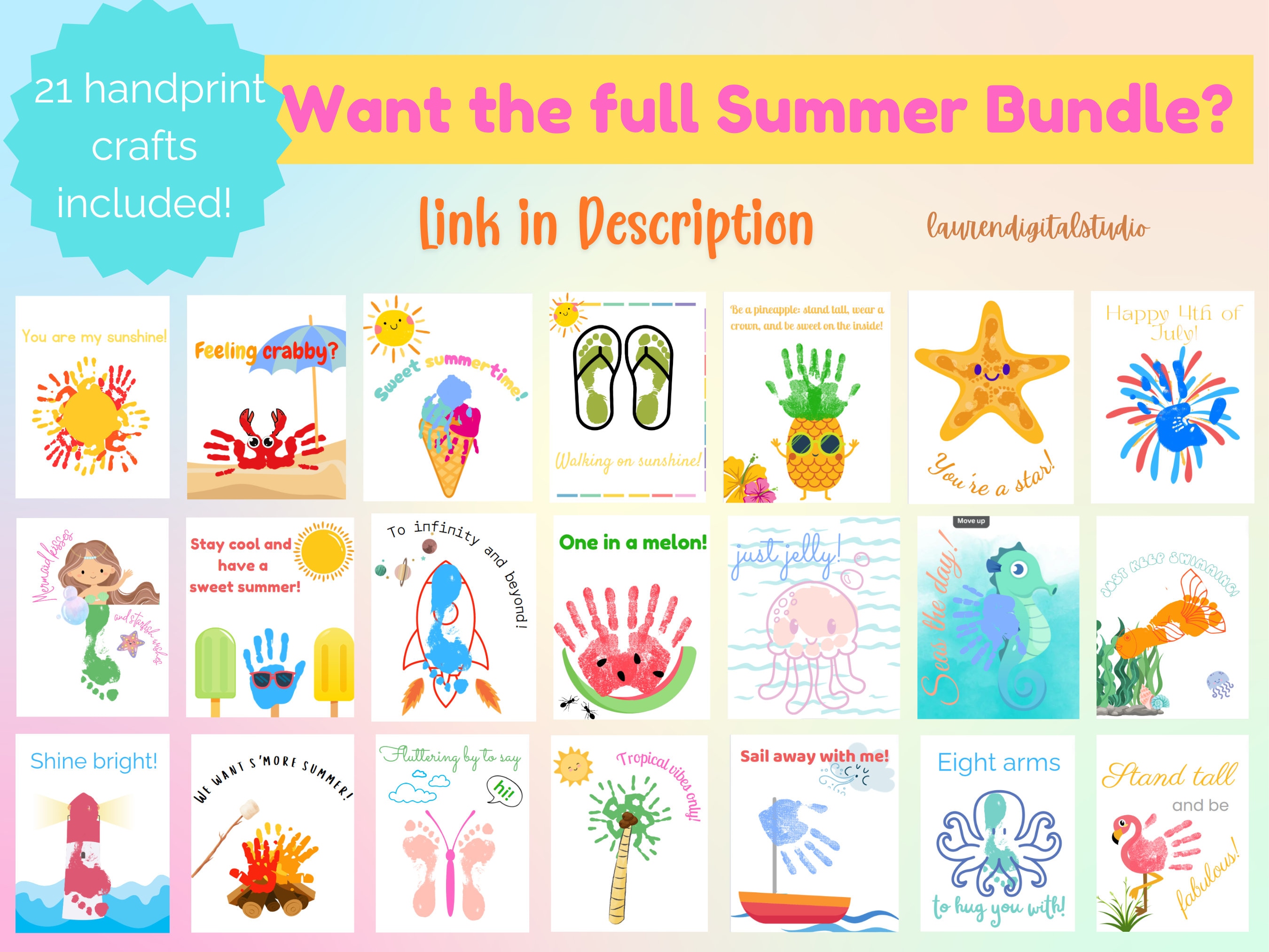 Summer Handprint Craft for Kids, Beach Handprint Craft Baby Keepsake ...