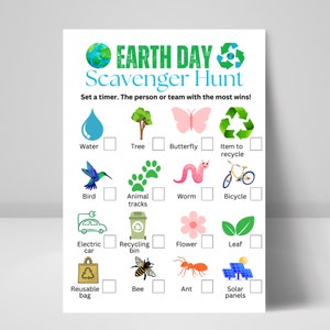 Earth Day Scavenger Hunt Game, Outdoor Scavenger Hunt for Kids ...