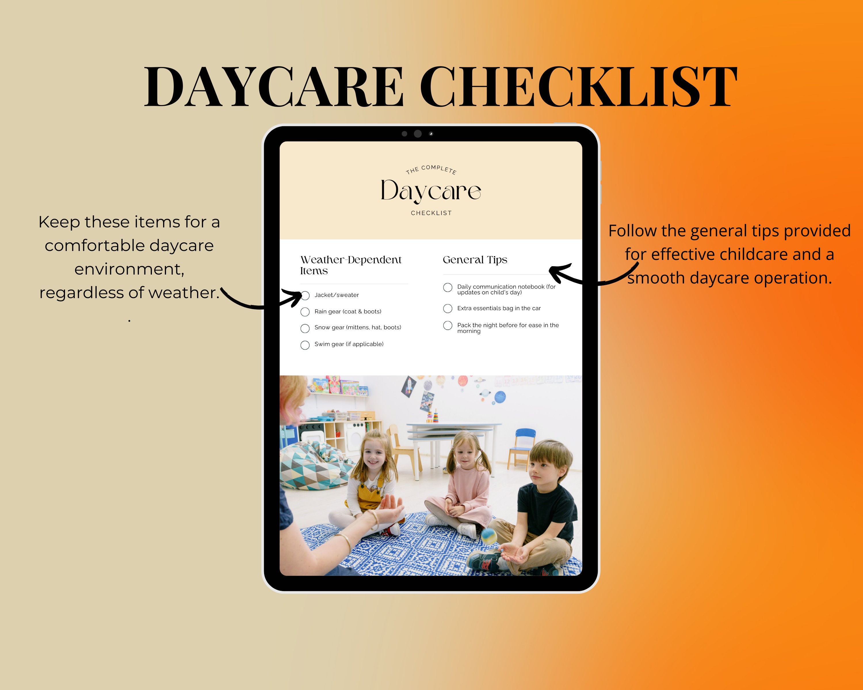 Daycare Editable Checklist Printable Childcare Checklist - Etsy UK
