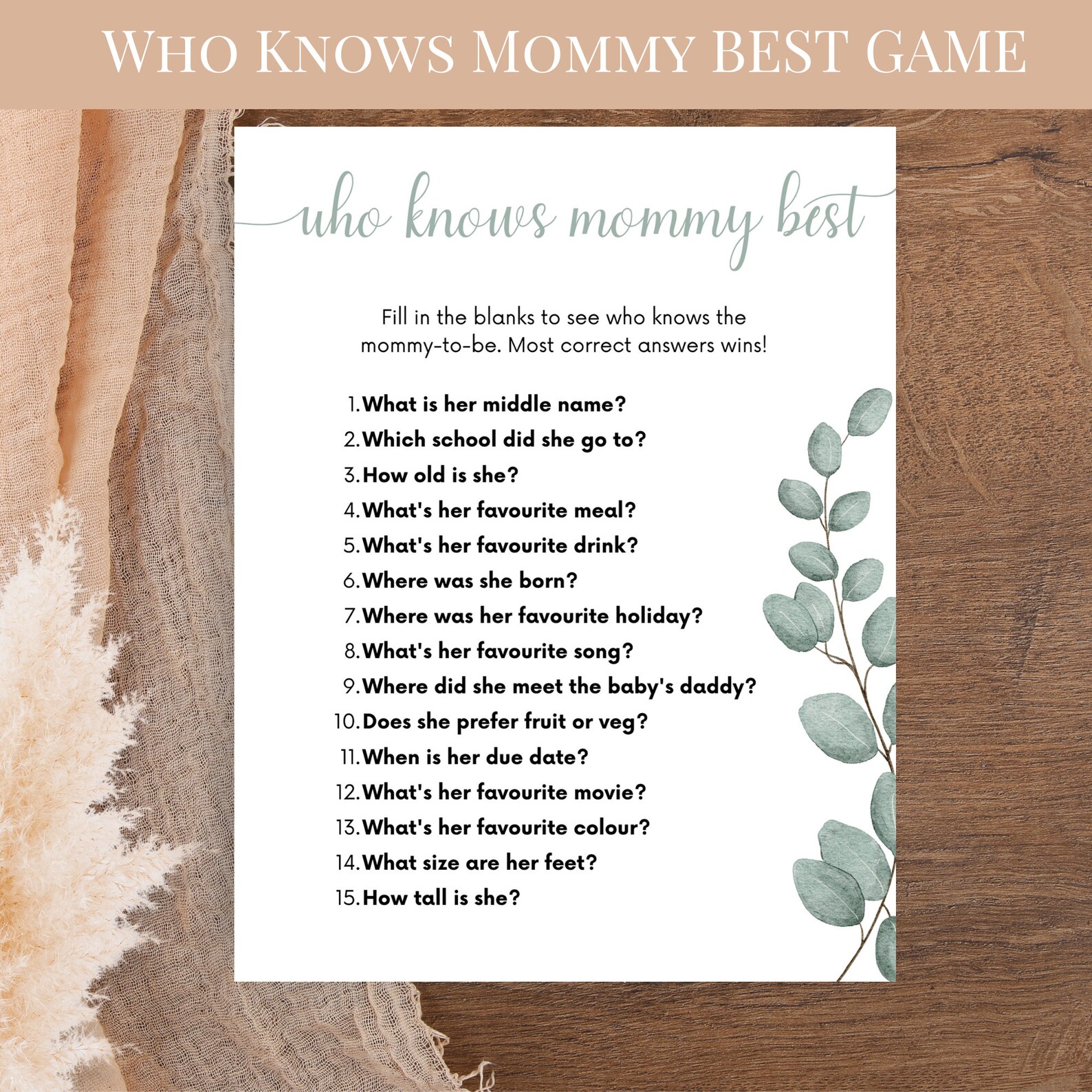 Who Knows Mommy Best Baby Shower Game How Well Do You Know - Etsy